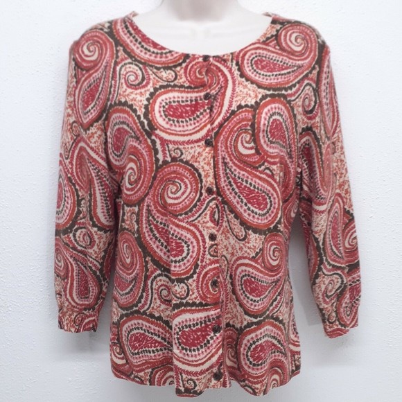 Talbots | Sweaters | Talbots Pure Merino Wool Cardigan 34 Sleeve Burnt ...